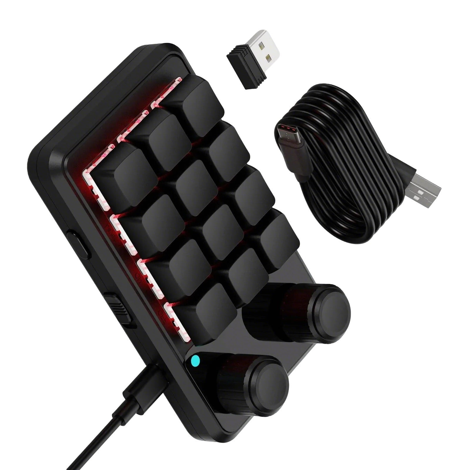 Ergonomic 12 Key Gaming Macros Keyboards with RGBs Lights, Two Control ...