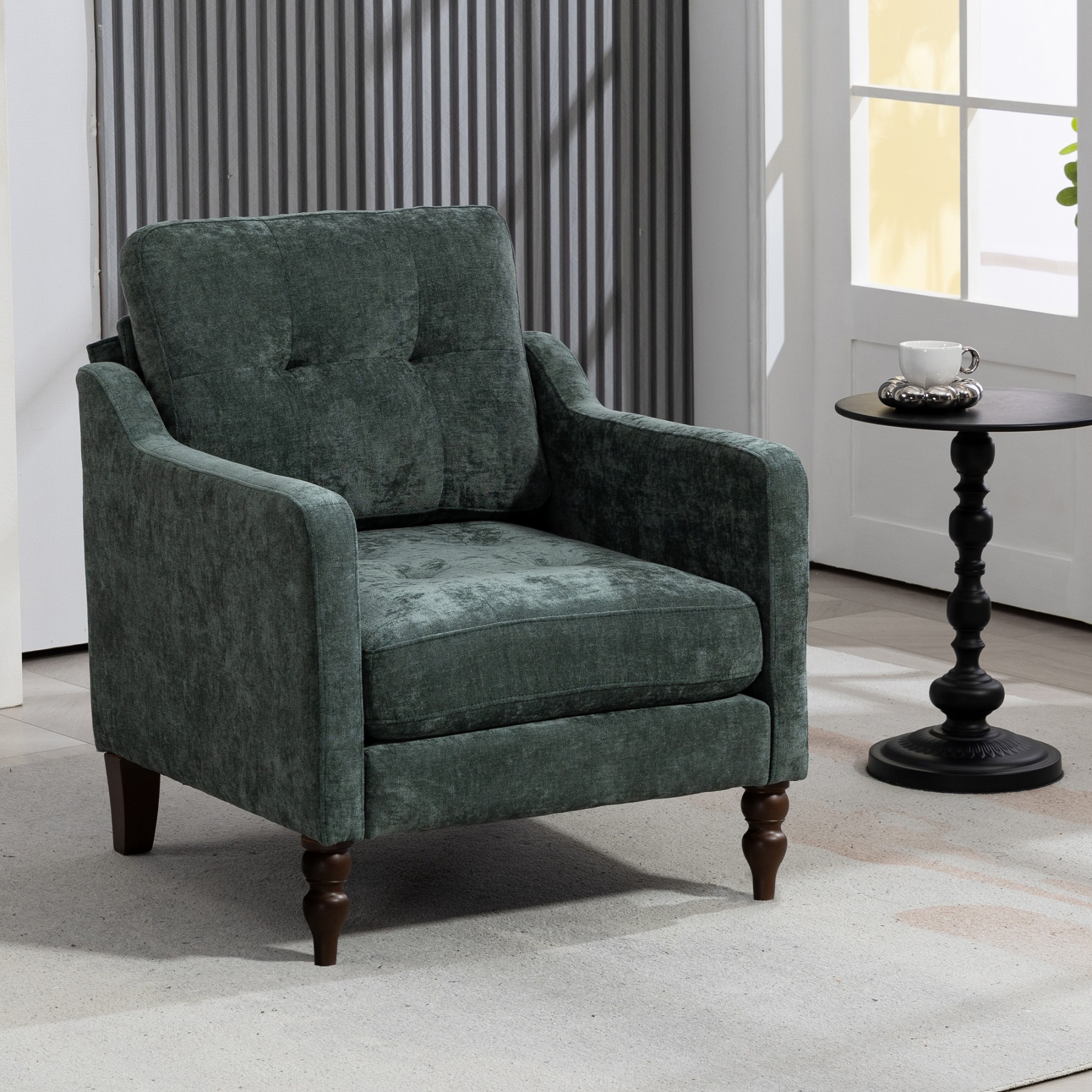Ergonomic Accent Chair with USB Charging Port - Cloud-Like Chenille ...