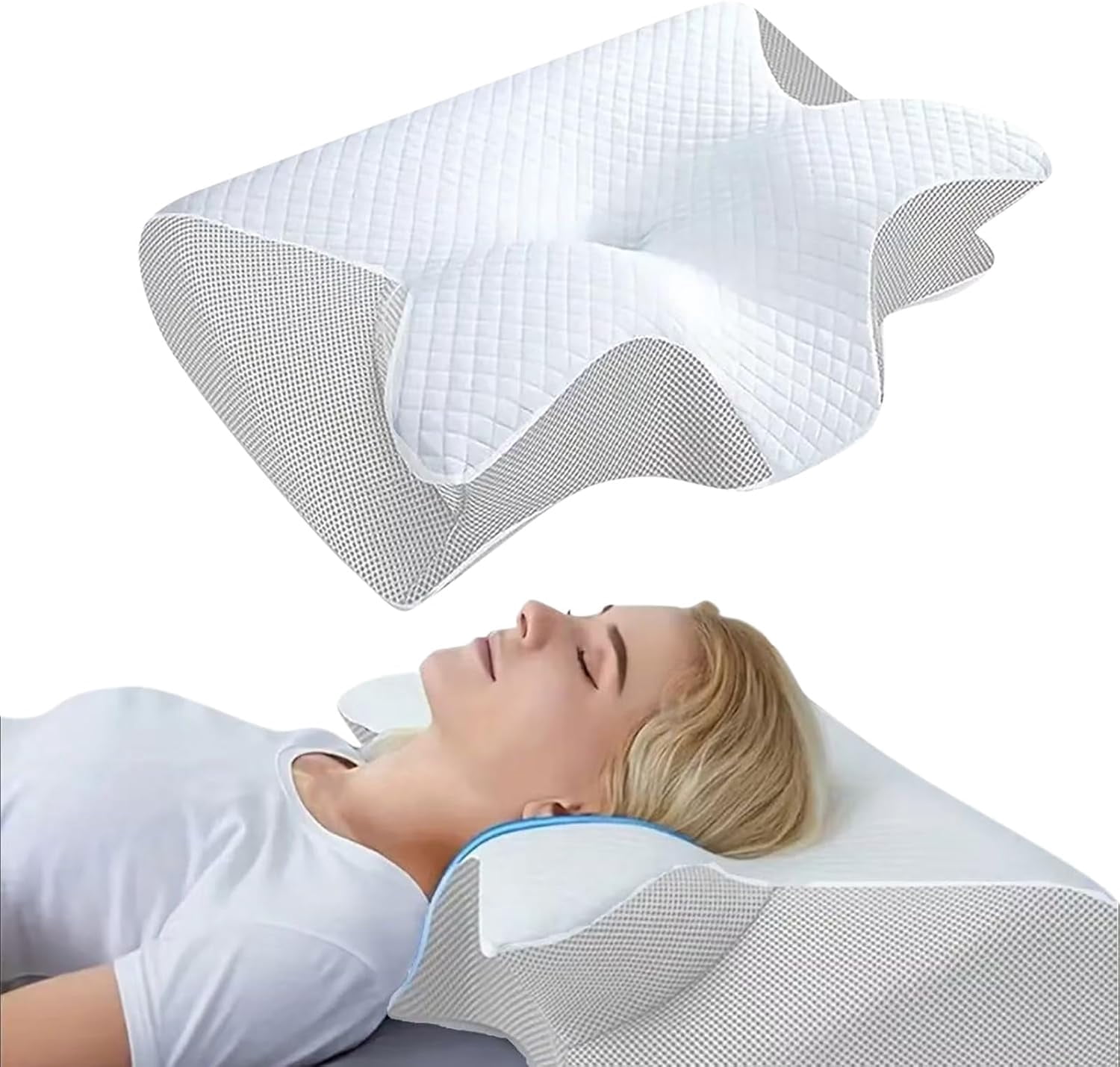 Ergonomic Airway Support Pillow for Snoring Relief, Orthopedic Contour ...