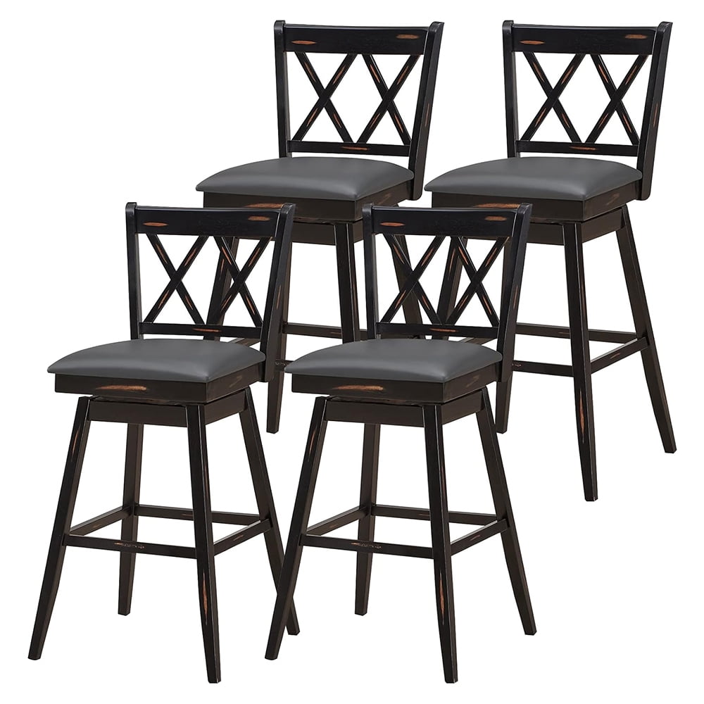 Ergonomic Bar Stool Set, 2 Counter Height Stools with 360° Swivel ...