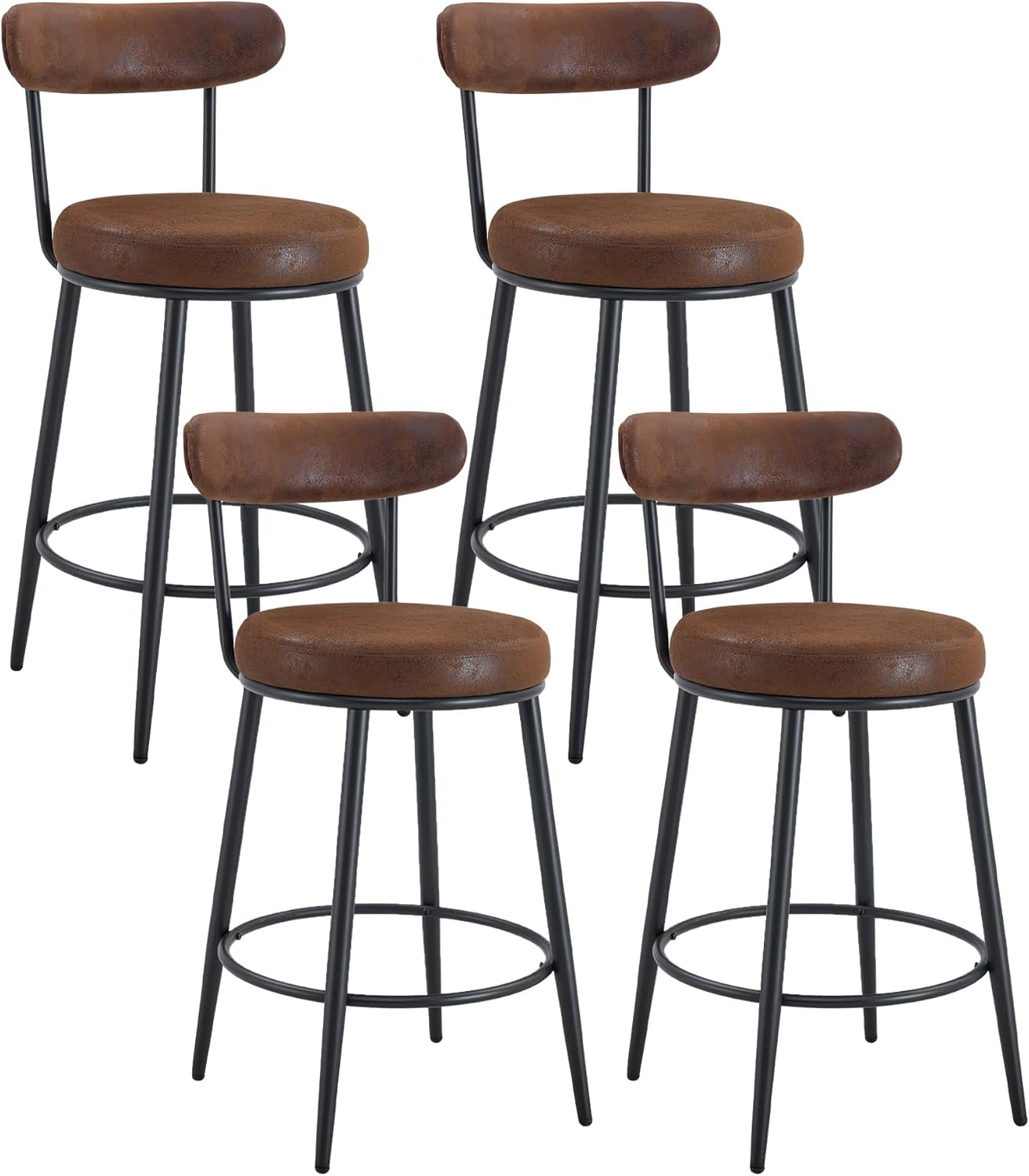 Ergonomic Bar Stools Set of 4, Modern Counter Height Bar Stools with ...