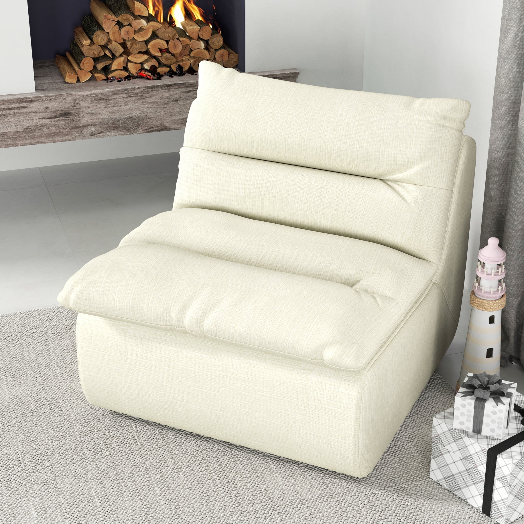 Ergonomic Bean Bag Chair with Back Support, Beige Foam Floor Sofa for ...