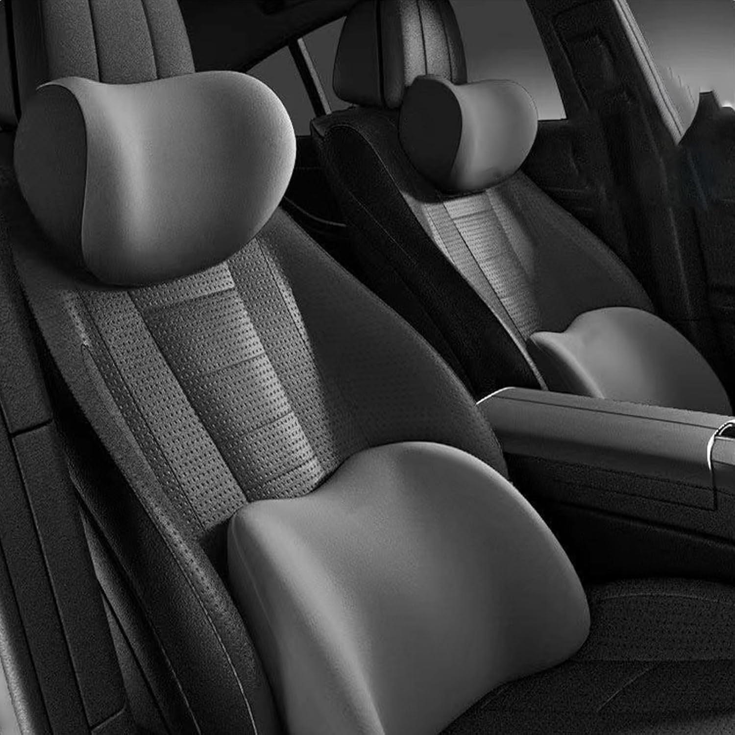 Ergonomic Car Seat Headrest & Lumbar Cushion, Car Lumbar Support Pillow ...