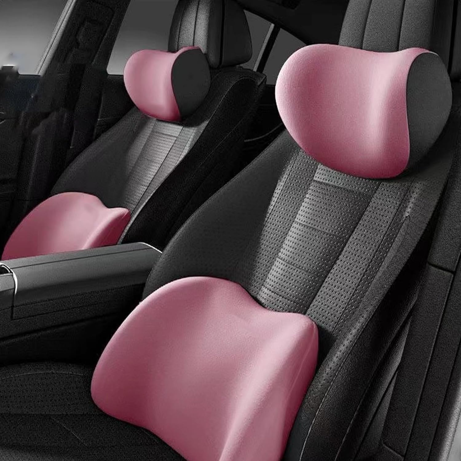 Ergonomic Car Seat Headrest & Lumbar Cushion, Car Lumbar Support Pillow ...