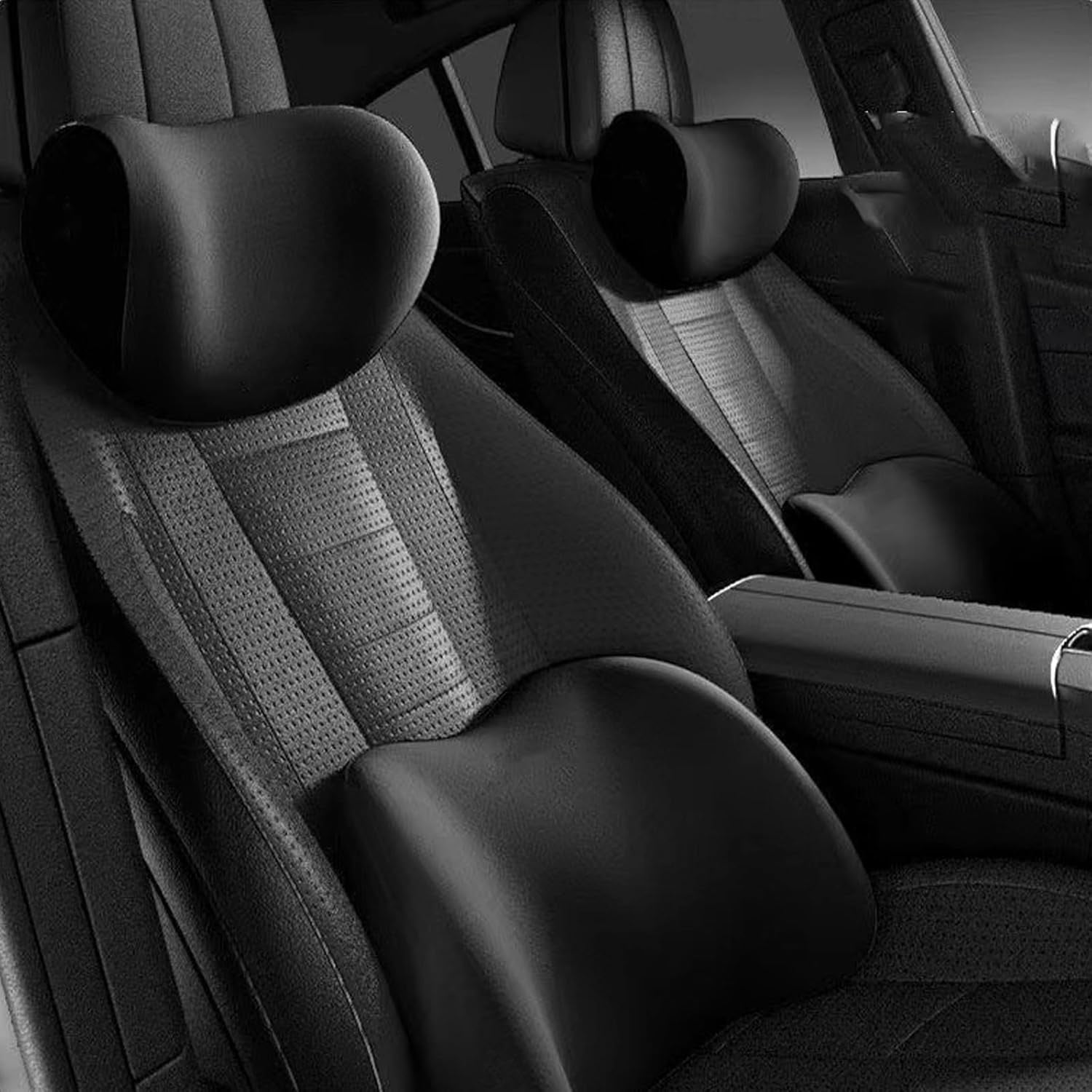 Ergonomic Car Seat Headrest & Lumbar Cushion, Car Lumbar Support Pillow ...