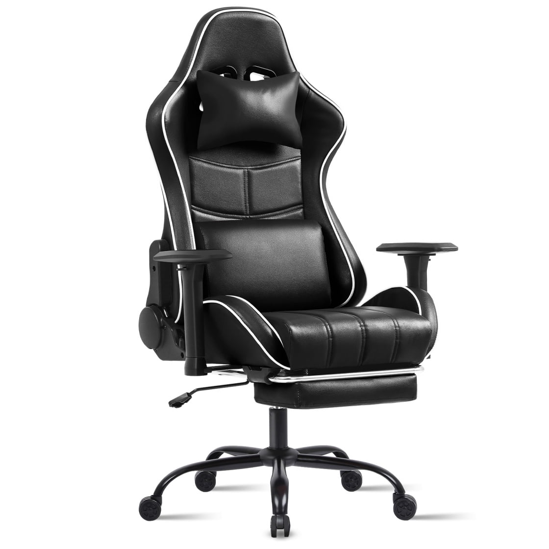 Ergonomic Computer Gaming Chair with Footrest, Comfy Leather Adjustable ...
