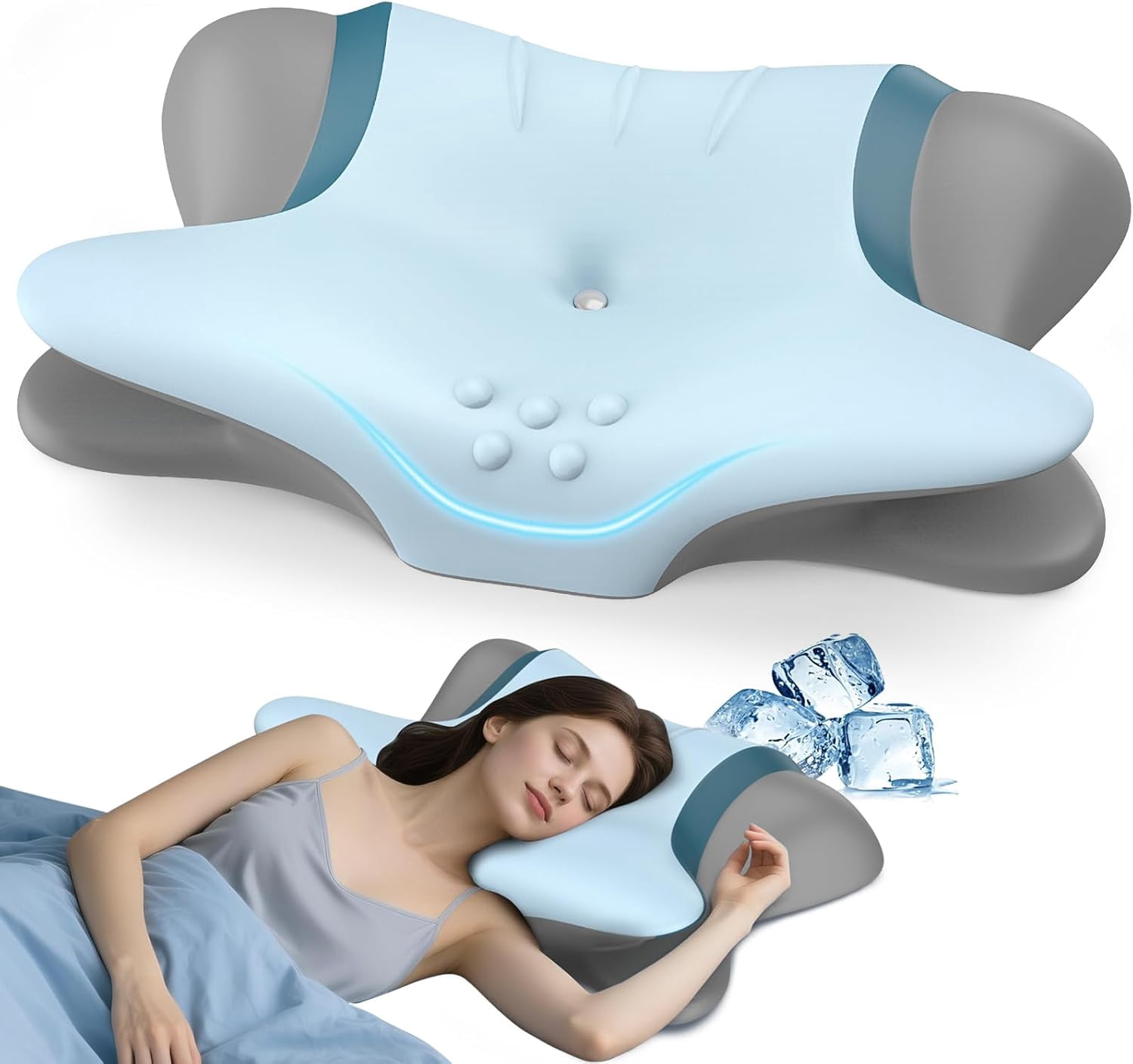Ergonomic Contour Cervical Pillow Memory Foam Bed Pillow for Neck Pain ...