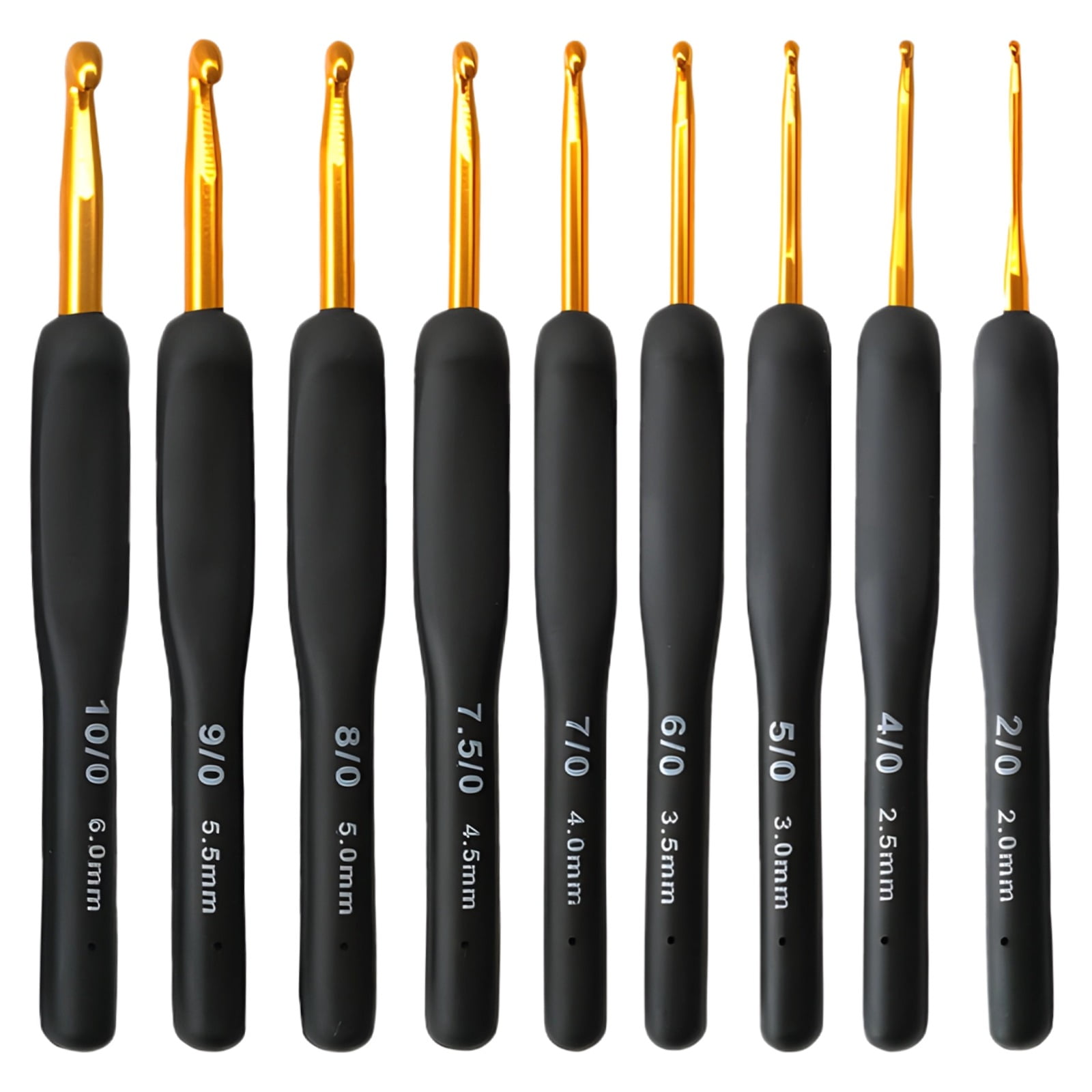 Ergonomic Crochet Hook Set, 9 Pcs Black Silicone Handle Crochet Hooks ...