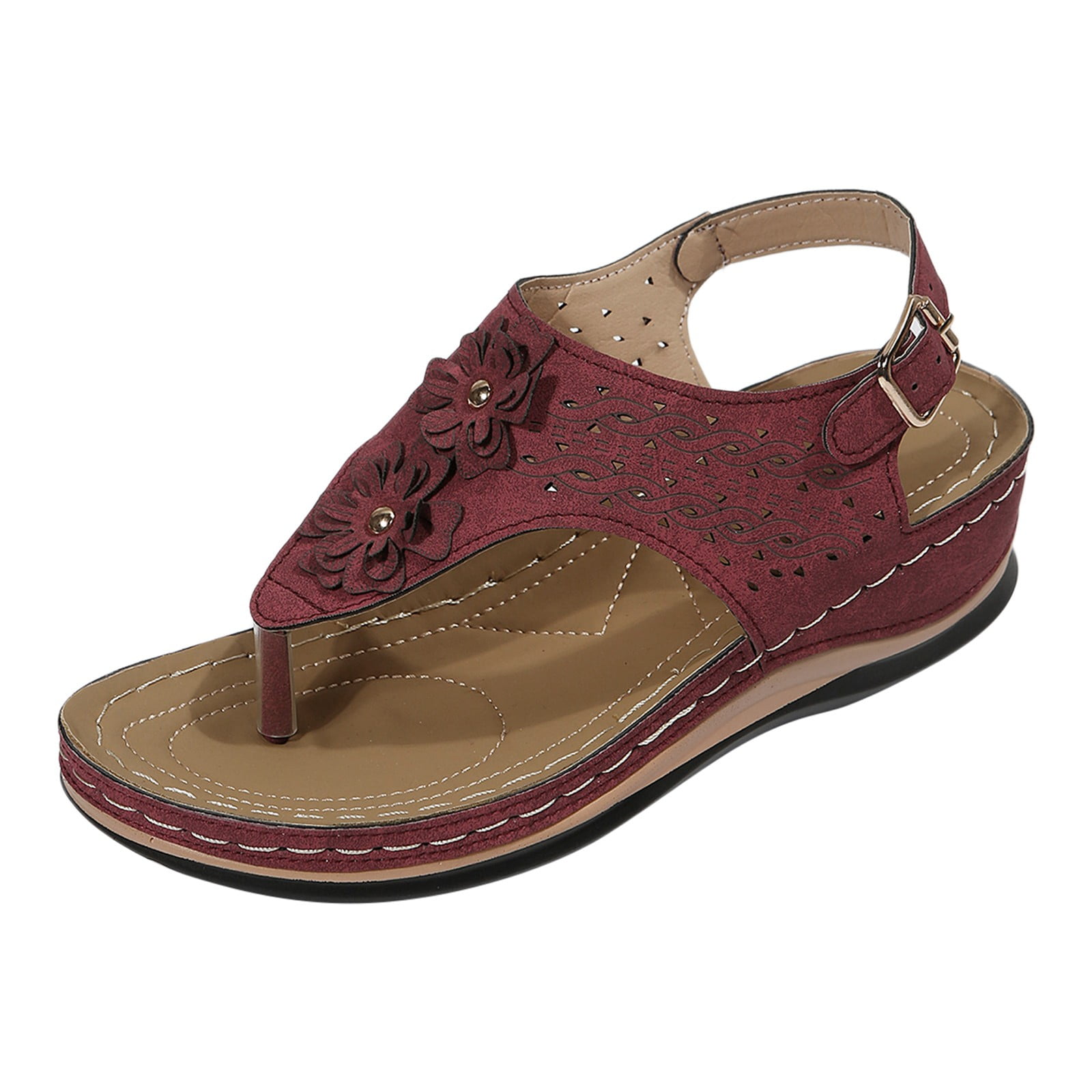 Ergonomic Design Wedge Toe Post Sandals Mitigate Foot Fatigue ...
