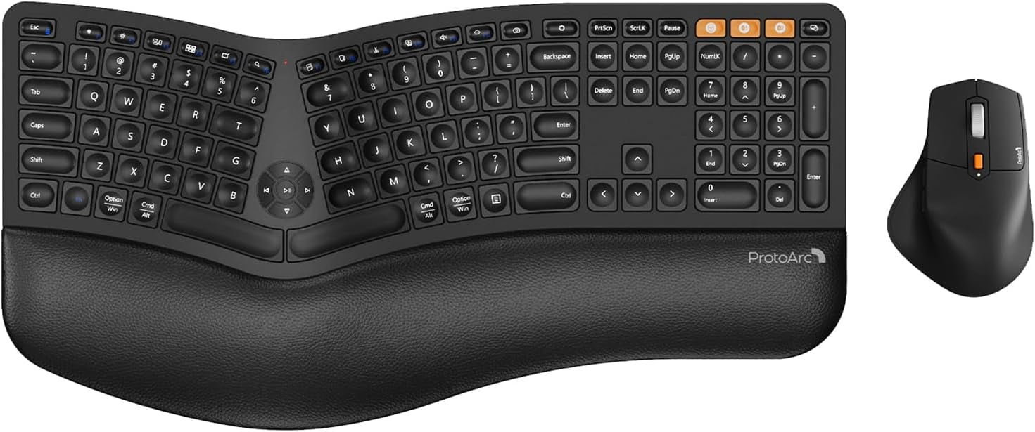 Ergonomic Design: The wireless ergonomic keyboard features with full ...
