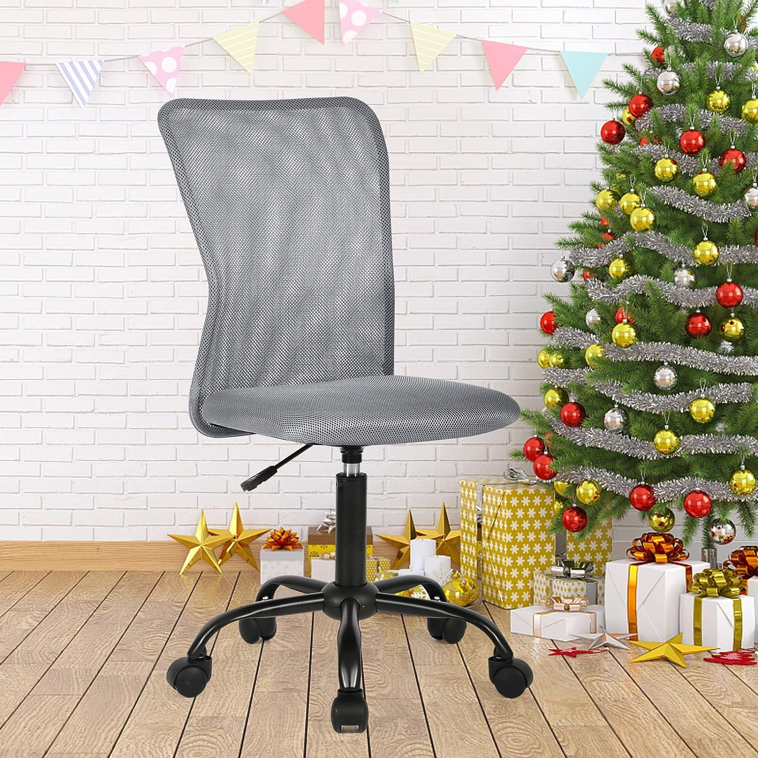 Ergonomic Desk Chair Mid Back Mesh Chair Height Adjustable Office Chair ...