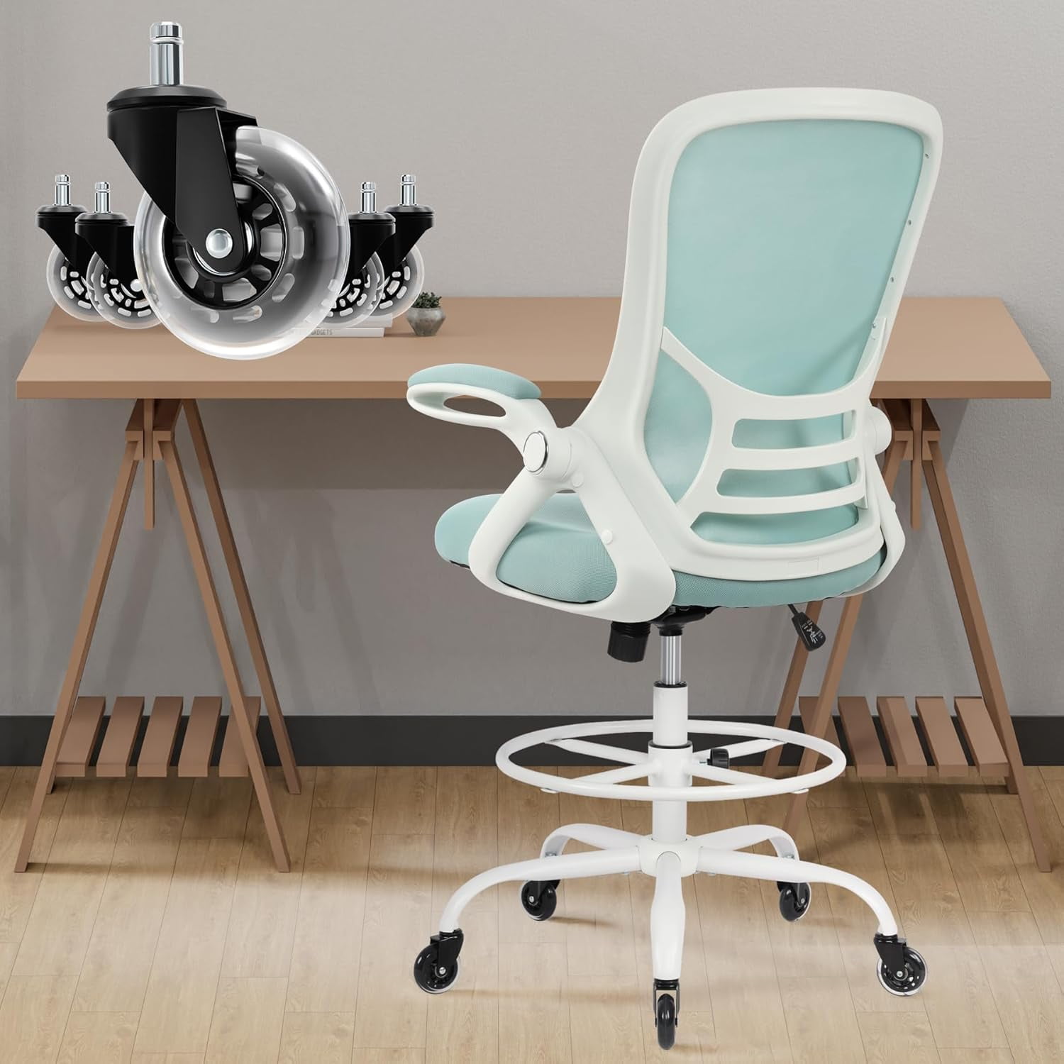 Ergonomic Drafting Chair with Lumbar Support - HYLONE Adjustable Tall ...