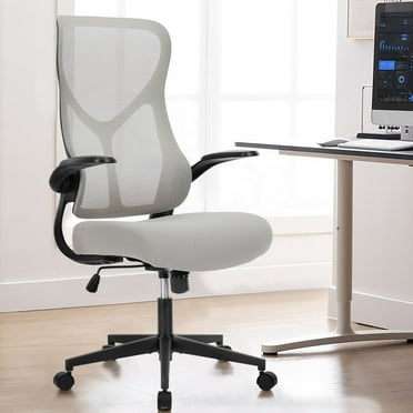HomeZeer Mesh Office Desk Chair with Flip Arms, Swivel, Lumber Support ...