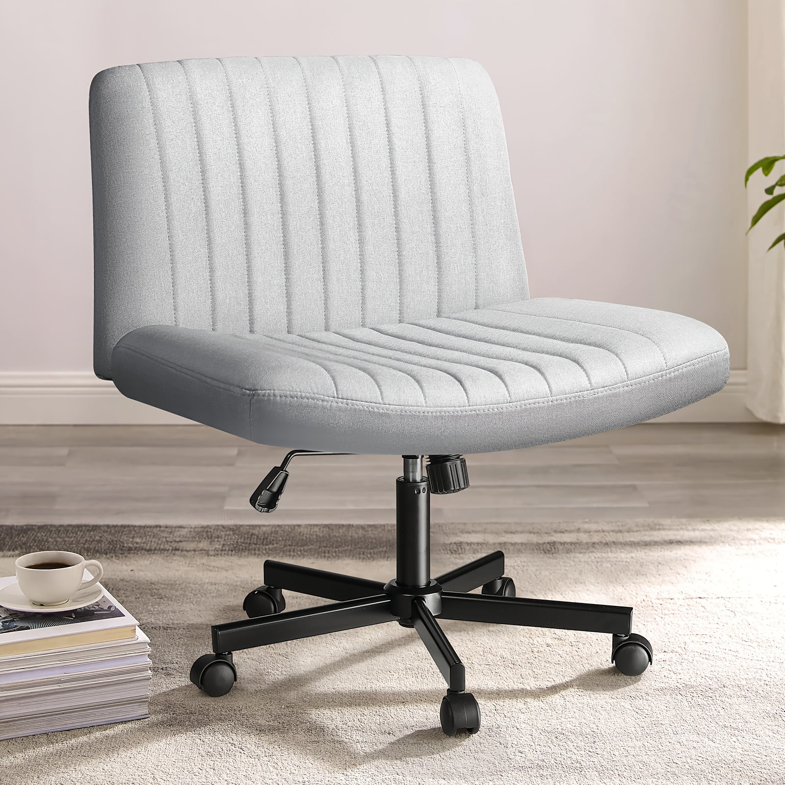 Ergonomic Fabric Rolling Chair - Adjustable Height, Wide Seat & Cross ...