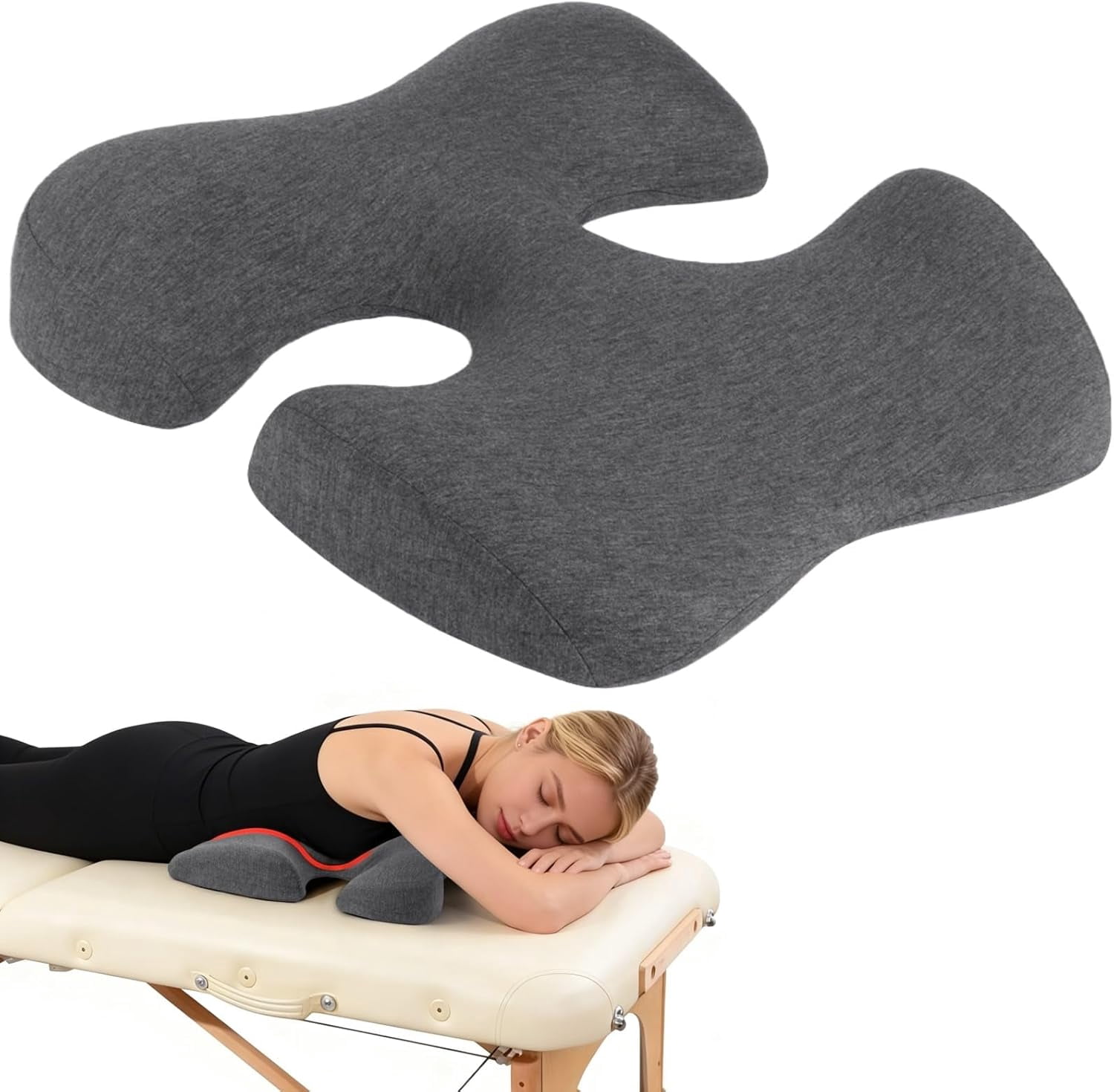 Ergonomic Face Down Pillow with Breast Comfort Cutouts for Massage ...
