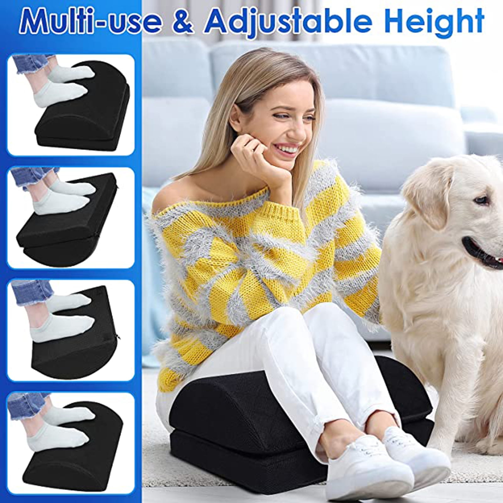 Ergonomic Office Foot Rest - Premium Velvet Foam Footstool for Lumbar ...