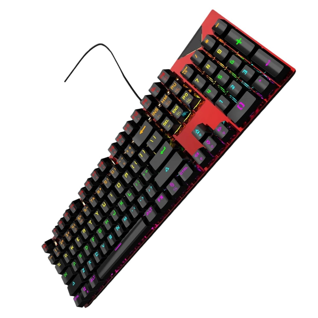Ergonomic Full Size Wireds Gaming Keyboards Blue Switches ABS Keycaps ...