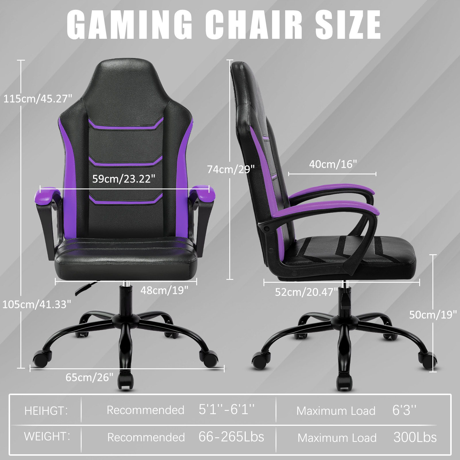 Ergonomic Gaming Chair, Comfortable Computer Chair for Heavy People, PU ...