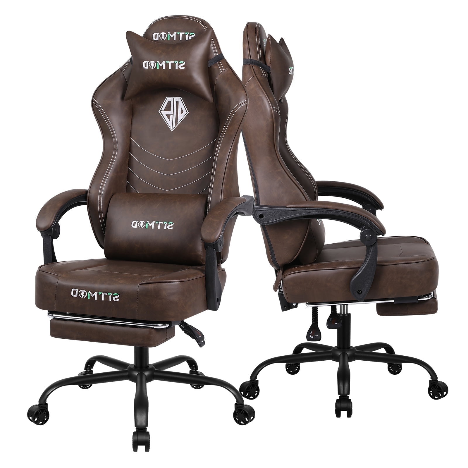 Ergonomic Gaming Chair with Footrest for Adults-PU Leather PC Computer ...