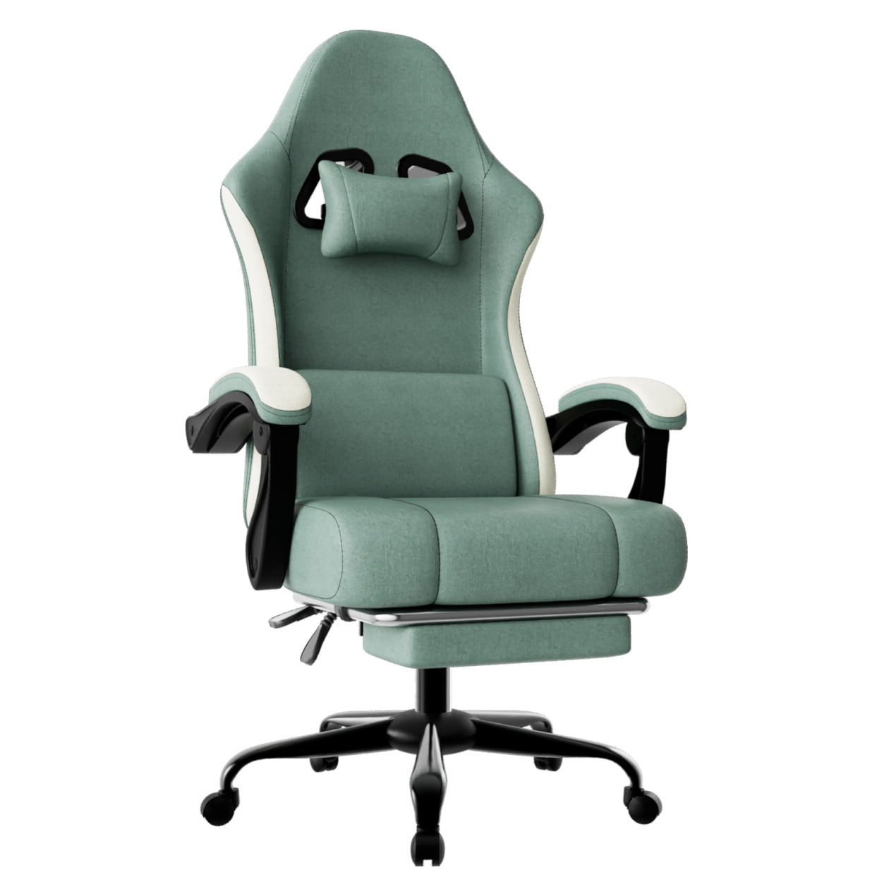Ergonomic Gaming Chair with Footrest, Breathable Fabric Computer Chair ...