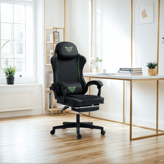 Ergonomic Gaming Chair with Footrest and Massage Lumbar Support, Wide ...