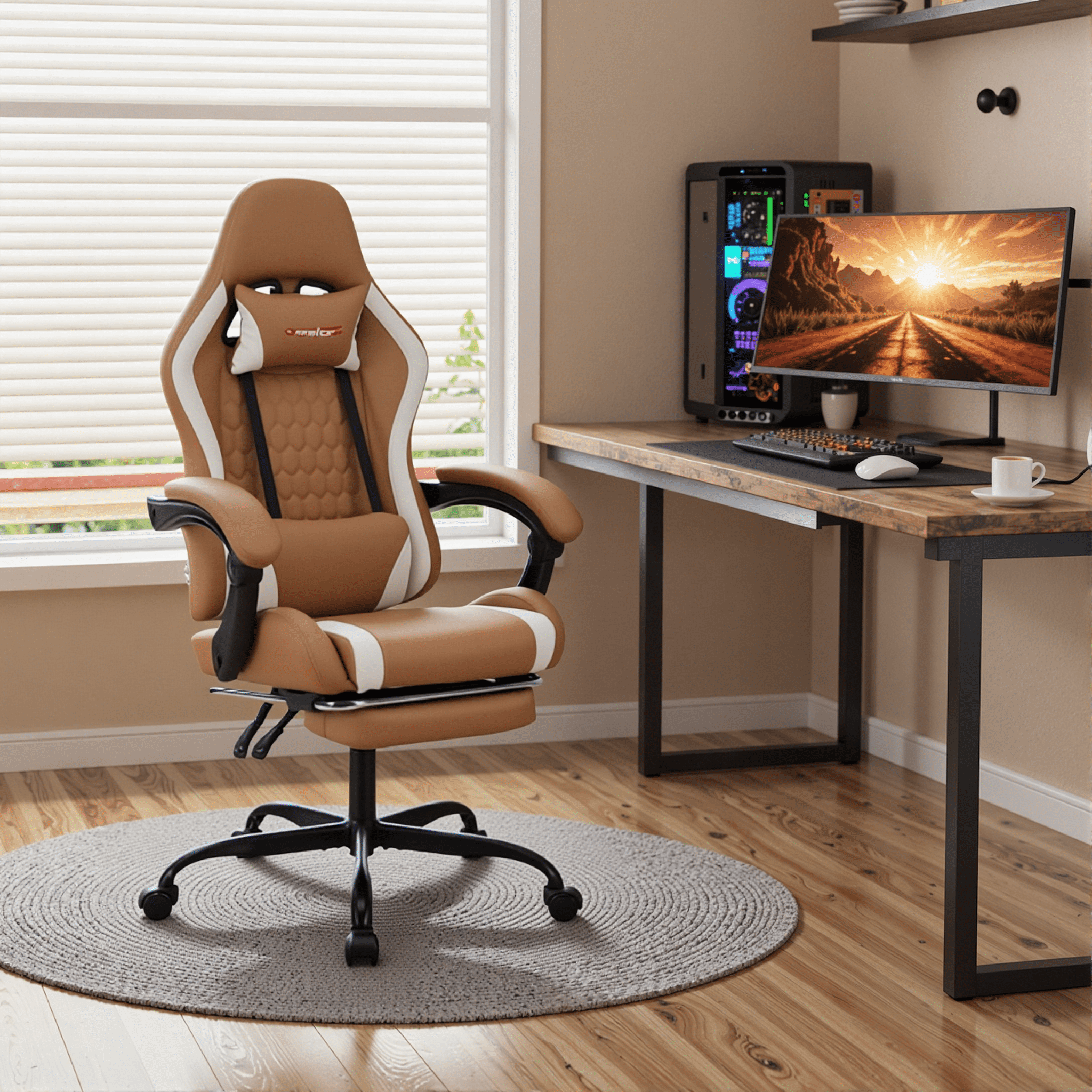 Ergonomic Gaming Chair With Footrest, Reclining Office Computer Chair ...