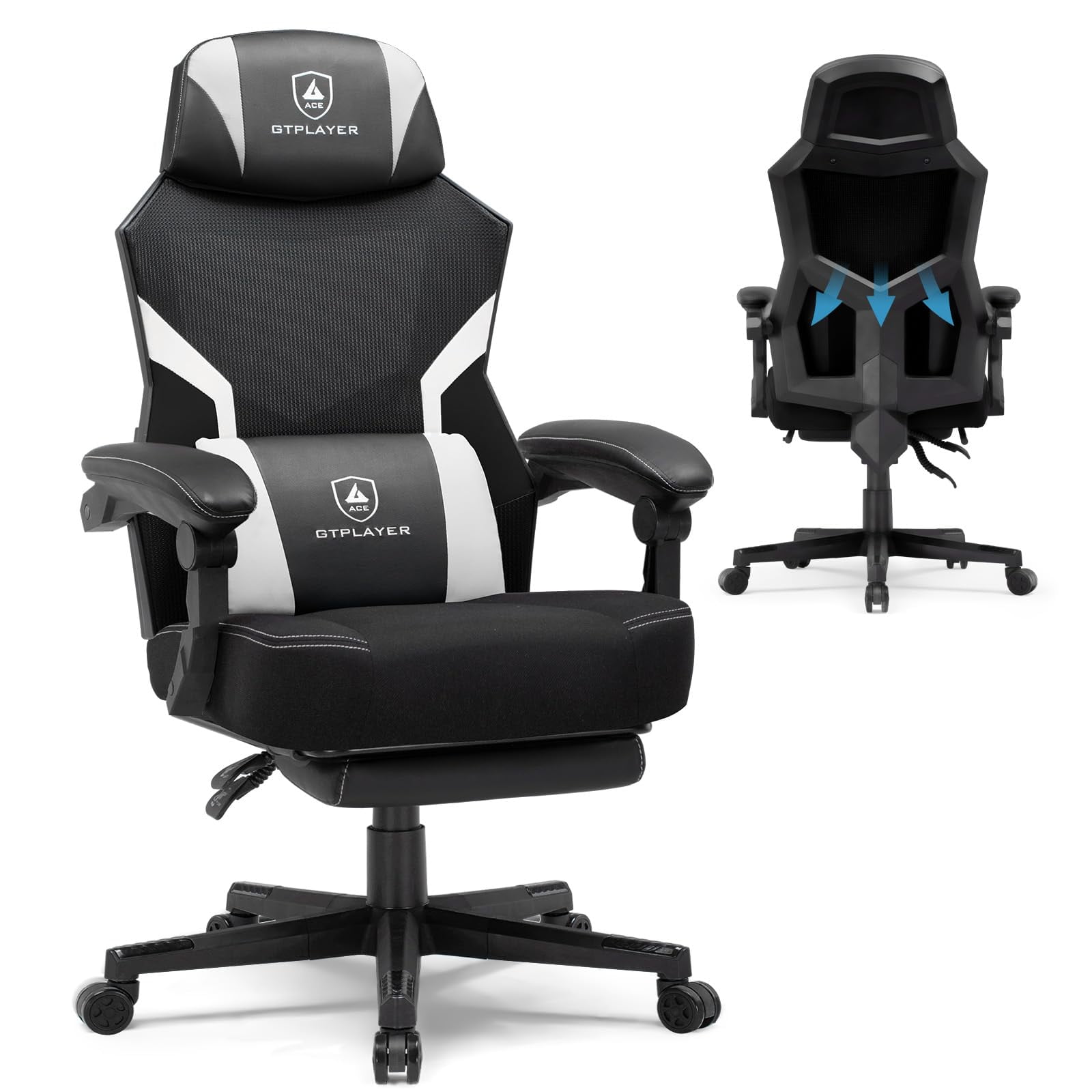 Ergonomic Gaming Chair for Adults, Mesh Office Chair with Wide Seat ...