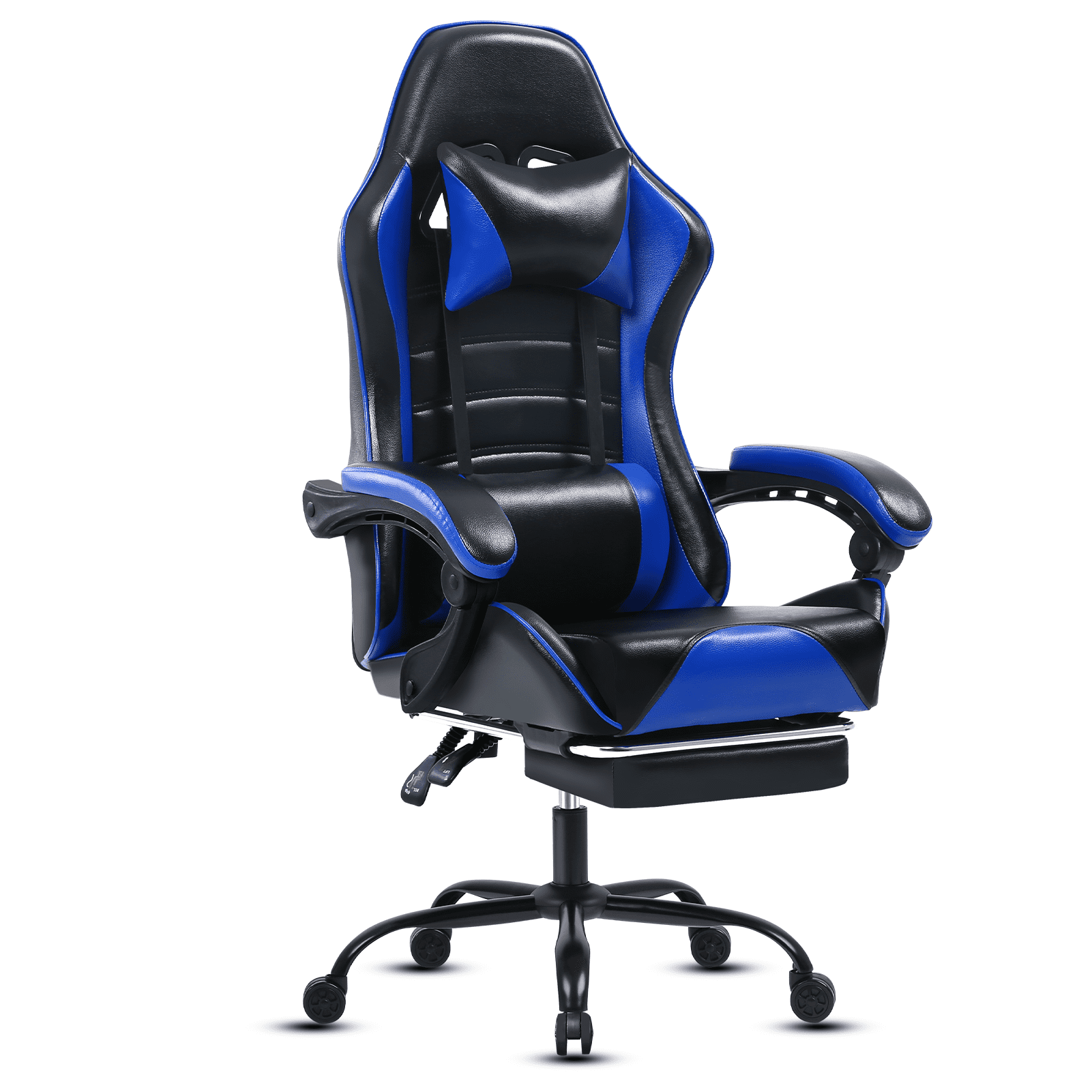 Ergonomic Gaming Chair with Adjustable Height and Wheels, PU Leather ...
