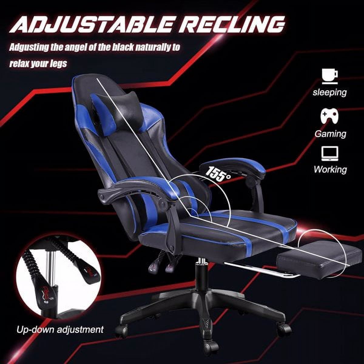 Ergonomic Gaming Chair with Footrest, PU Leather Video Game Chairs ...
