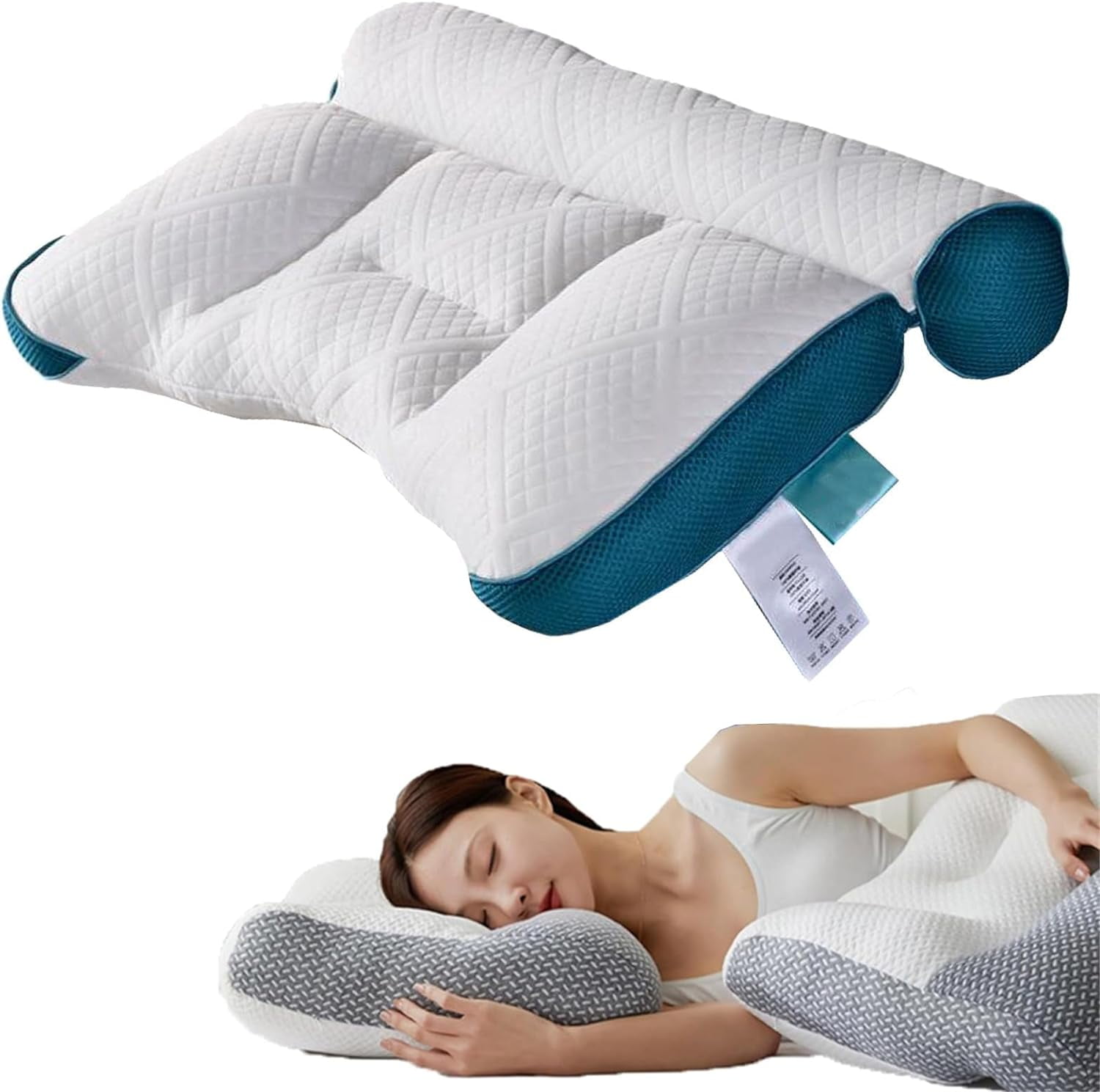 Ergonomic Goose Down Pillow, Sleep Enhancing Cervical Support Comfort ...