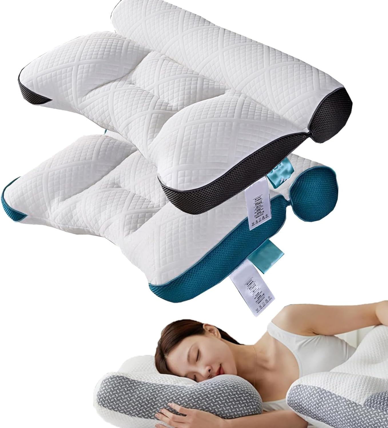 Ergonomic Goose Down Pillow, Sleep Enhancing Cervical Support Comfort ...