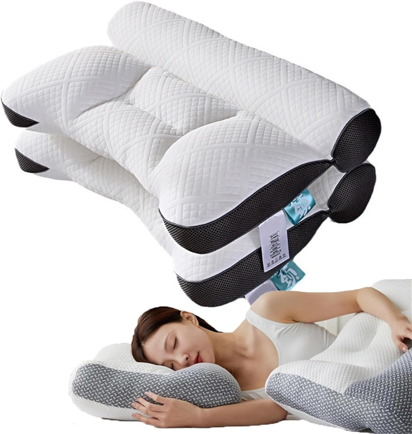 Ergonomic Goose Down Pillow, Sleep Enhancing Cervical Support Comfort ...