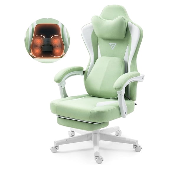 Ergonomic Green Gaming Chair with Footrest, Comfortable Reclining ...