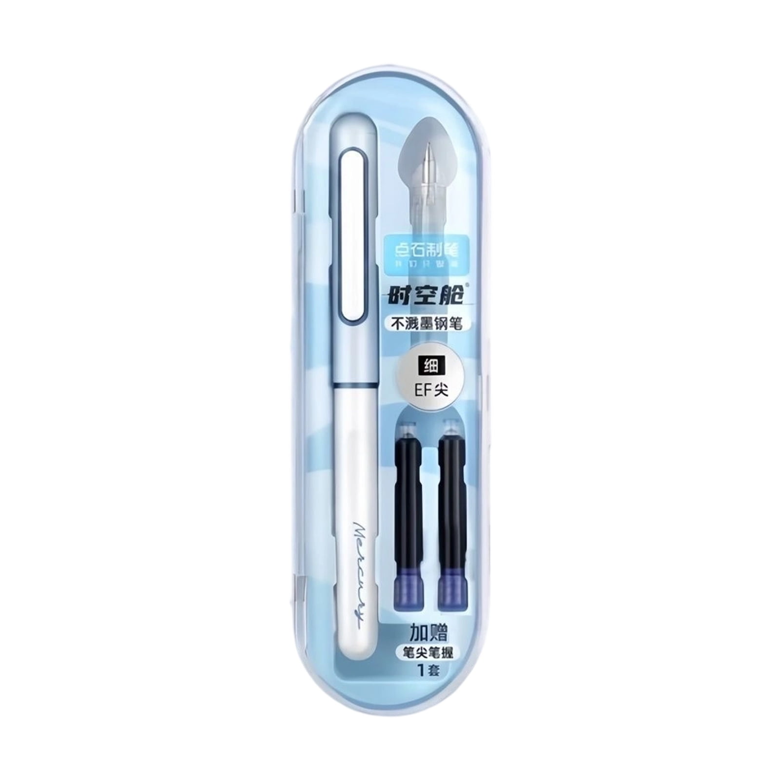Ergonomic Grip Fountain Pen and 2 Inks Cartridges Set EF Tip For ...