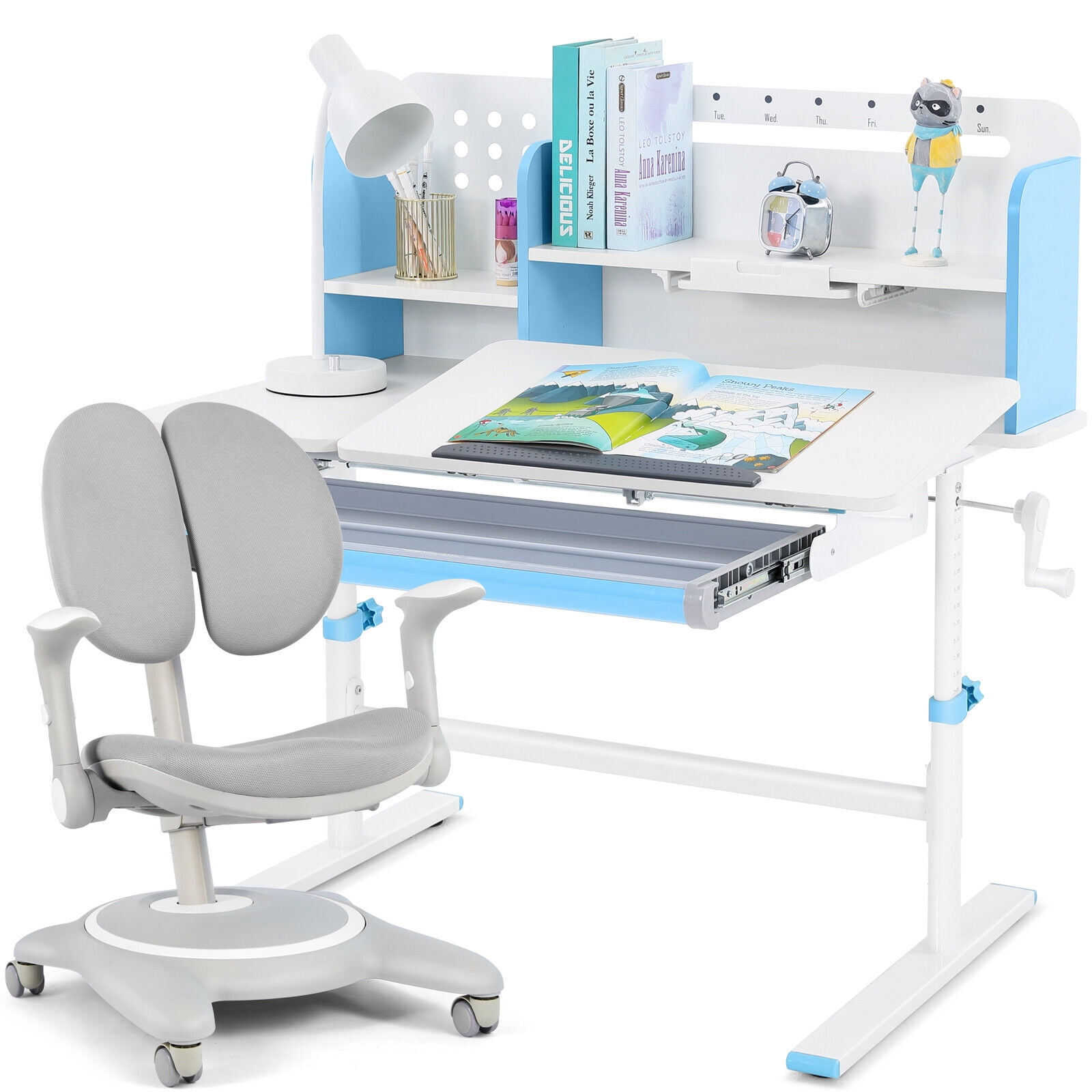 Ergonomic Height Adjustable Kids Study Desk and Chair Sets Children ...