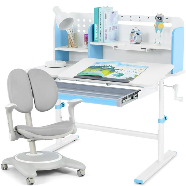 Ergonomic Height Adjustable Kids Study Desk and Chair Sets Children ...