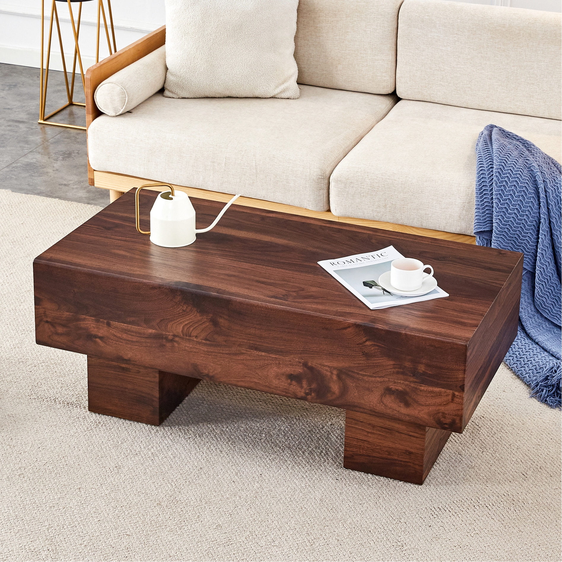 Ergonomic Height MDF Coffee Table+Walnut Texture”-“Sofa Use+Easy to ...