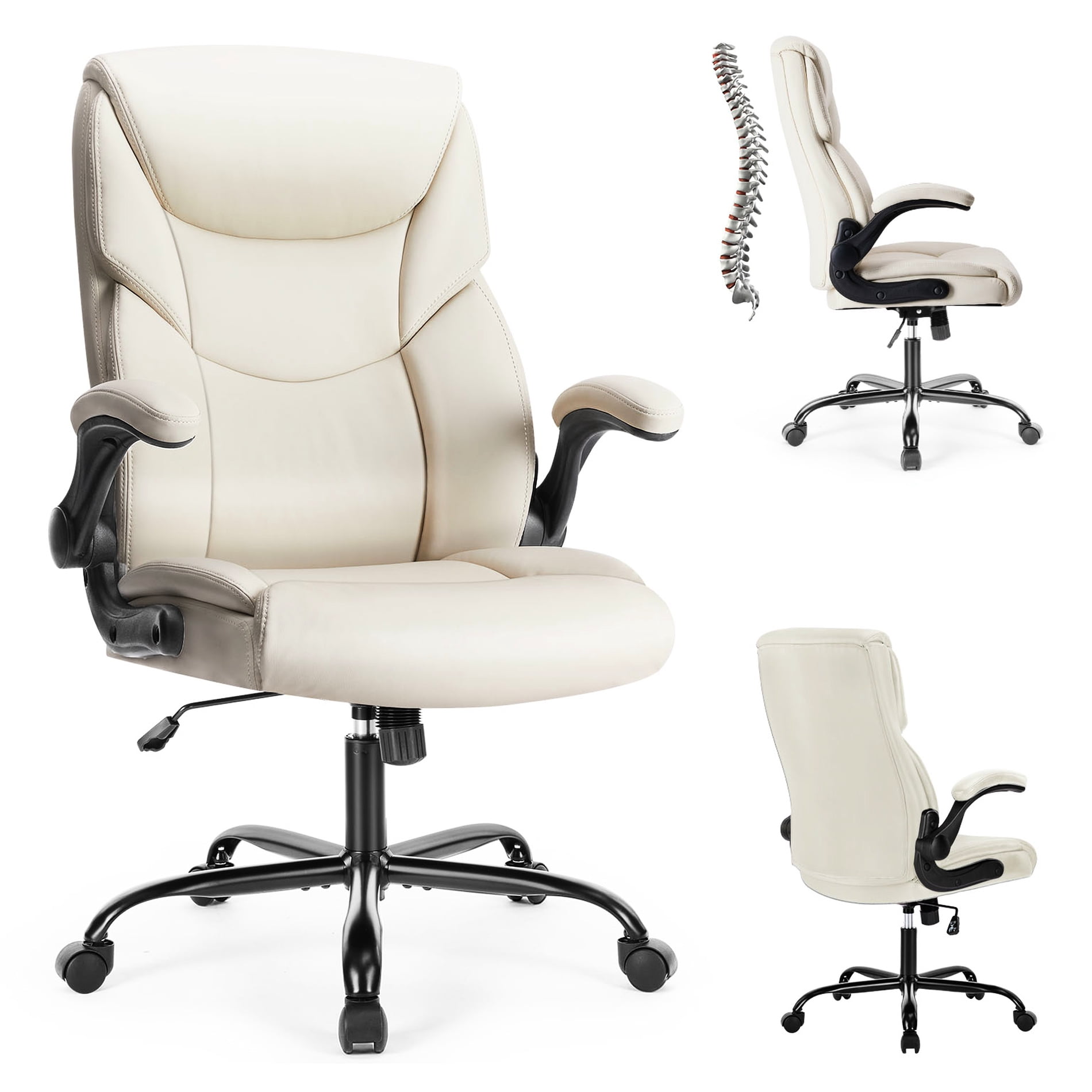 Ergonomic High Back Chair - Pu Leather, Adjustable, Flip-up Armrest For ...