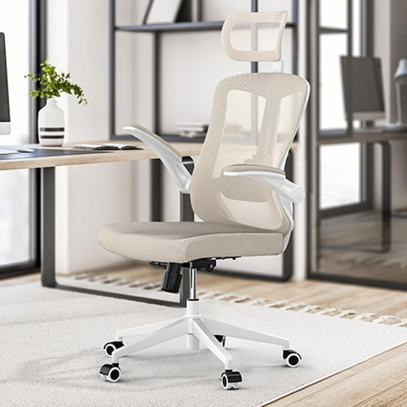 Ergonomic High Back Office Chair with Adjustable Lumbar Support Flip-Up ...