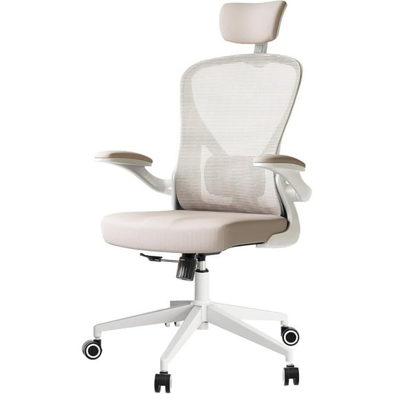 Ergonomic High Back Office Chair with Adjustable Lumbar Support Flip-Up ...