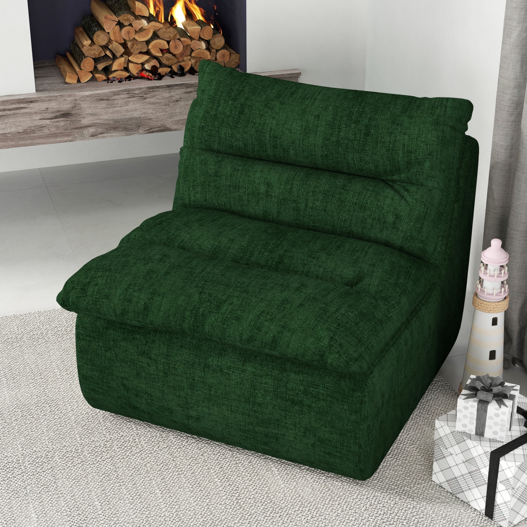 Ergonomic High-Density Foam Bean Bag Sofa with Modular Green Corner ...