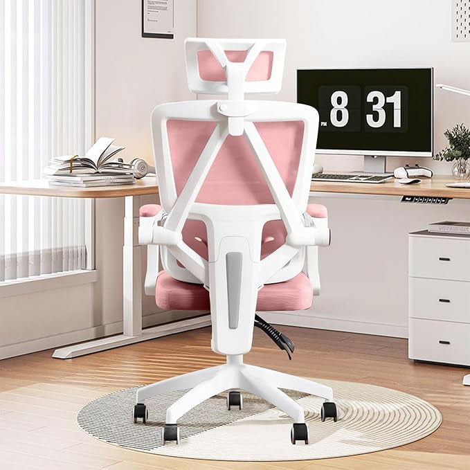 Ergonomic Home Office Chair Work Swivel Chairs with Wheels, Breathable ...