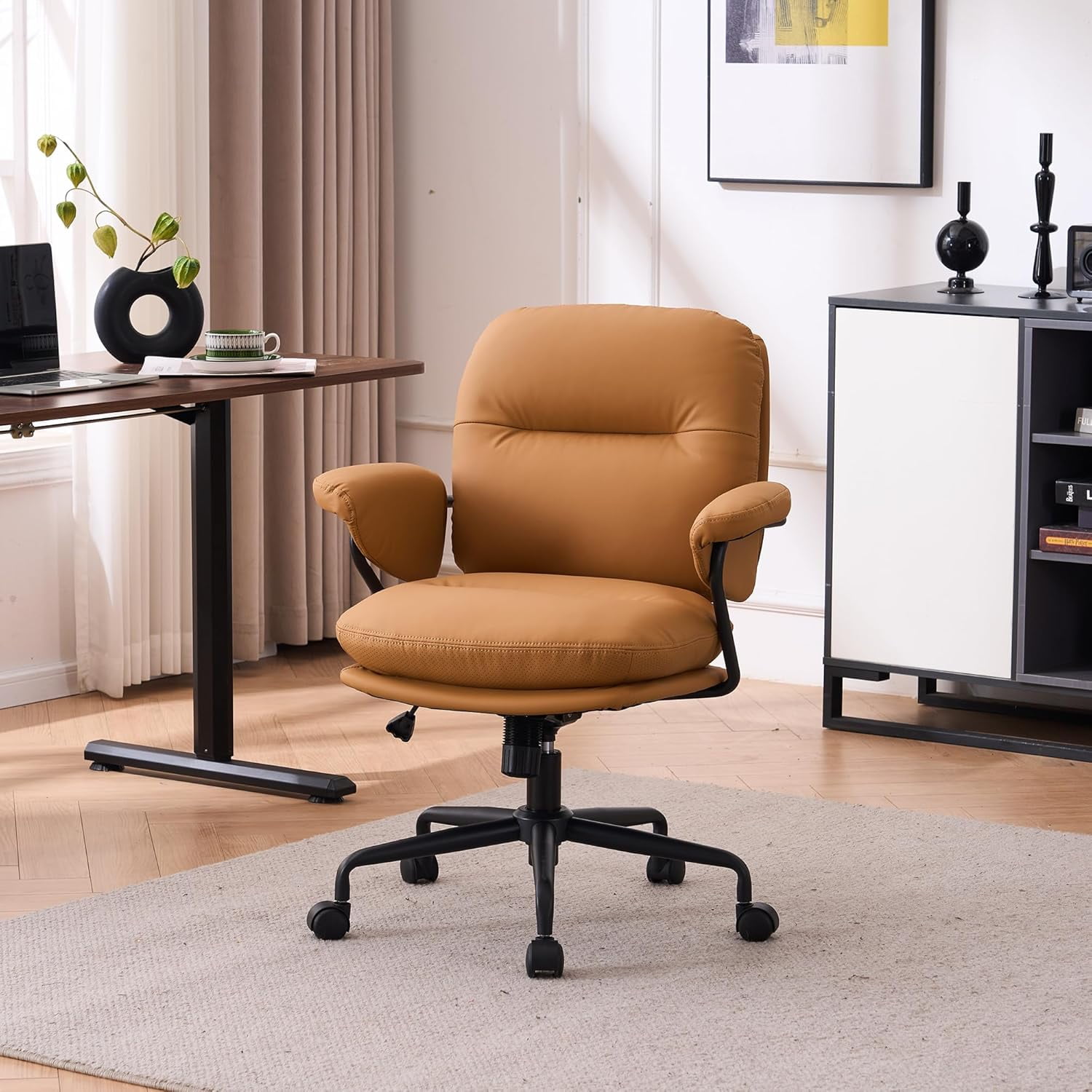 Ergonomic Home Office Chairs Leather Office Chair, Comfortable Office ...