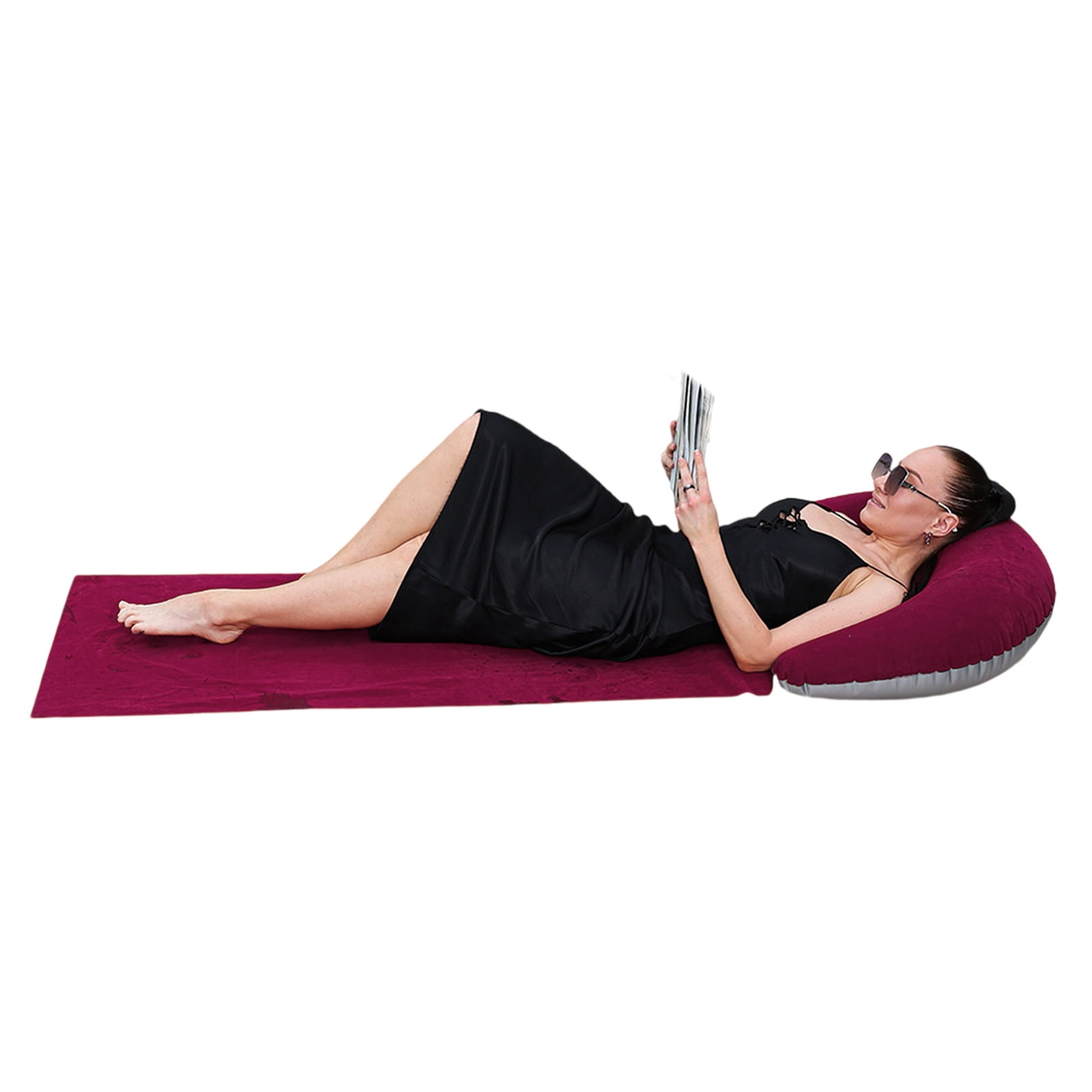 Ergonomic Inflatable Beach Chair with Headrest Air Bed Travel Mattress ...