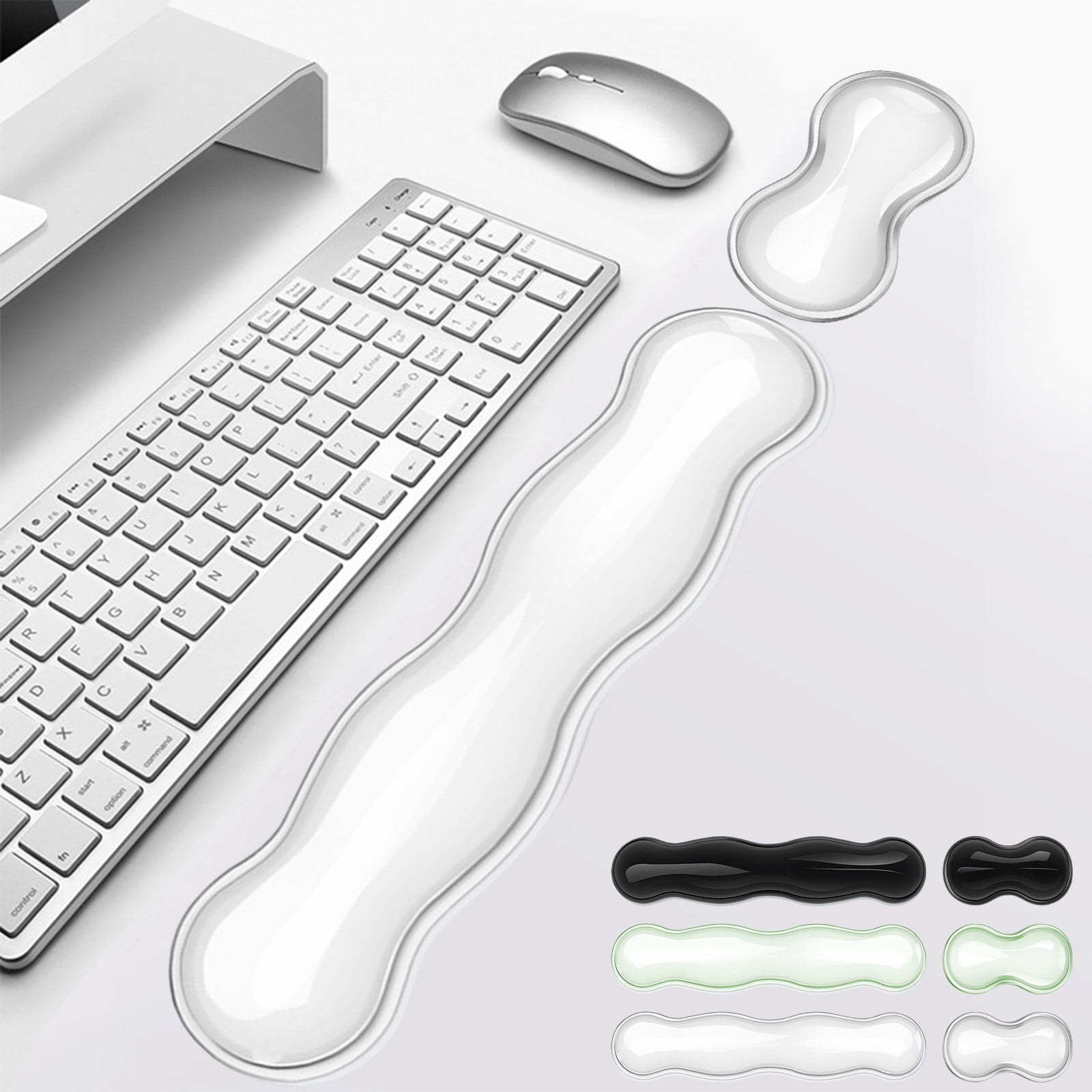 Ergonomic Keyboard and Mouse Wrist Support Set - Clear/Green Silica Gel ...