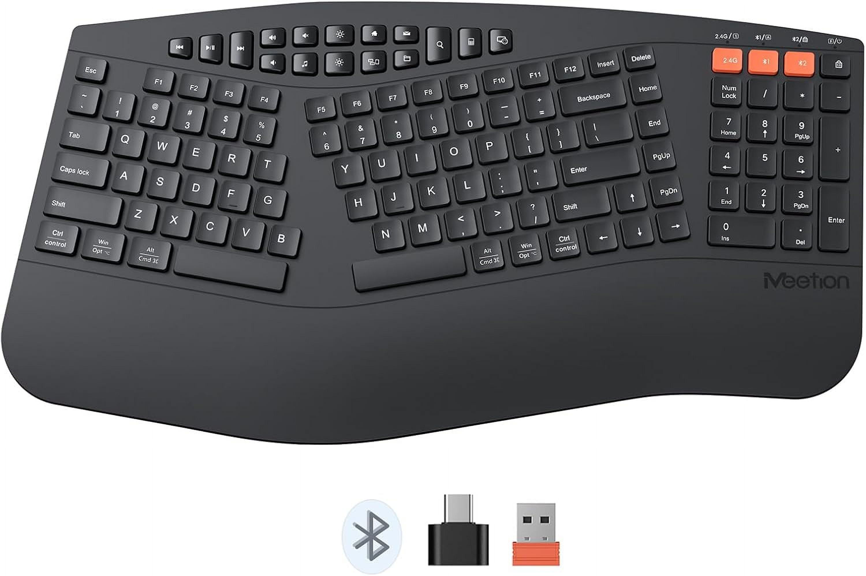 Ergonomic Keyboard, Multi-Device Wireless Bluetooth Keyboard with Wrist ...