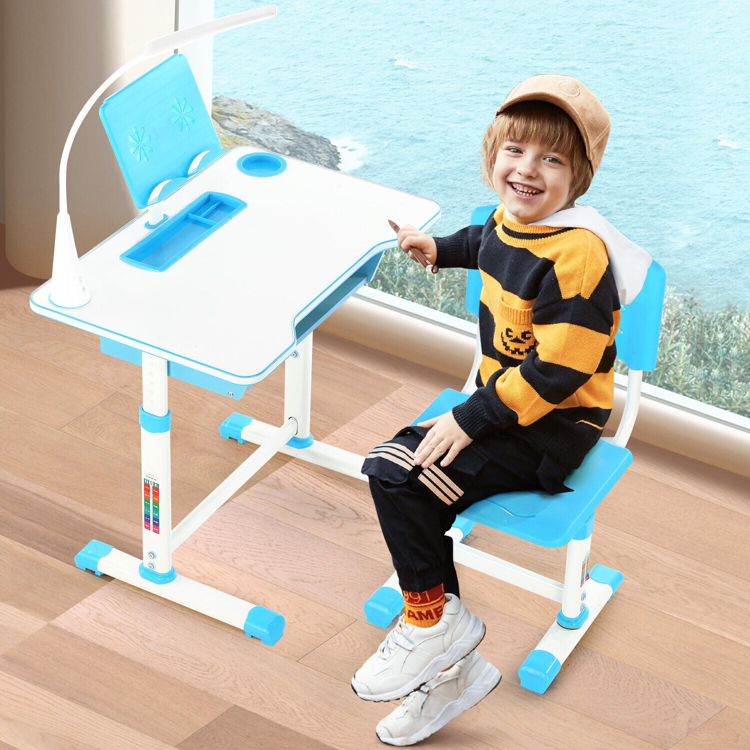 Ergonomic Kids Study Desk and Chair Height Adjustable School Student ...