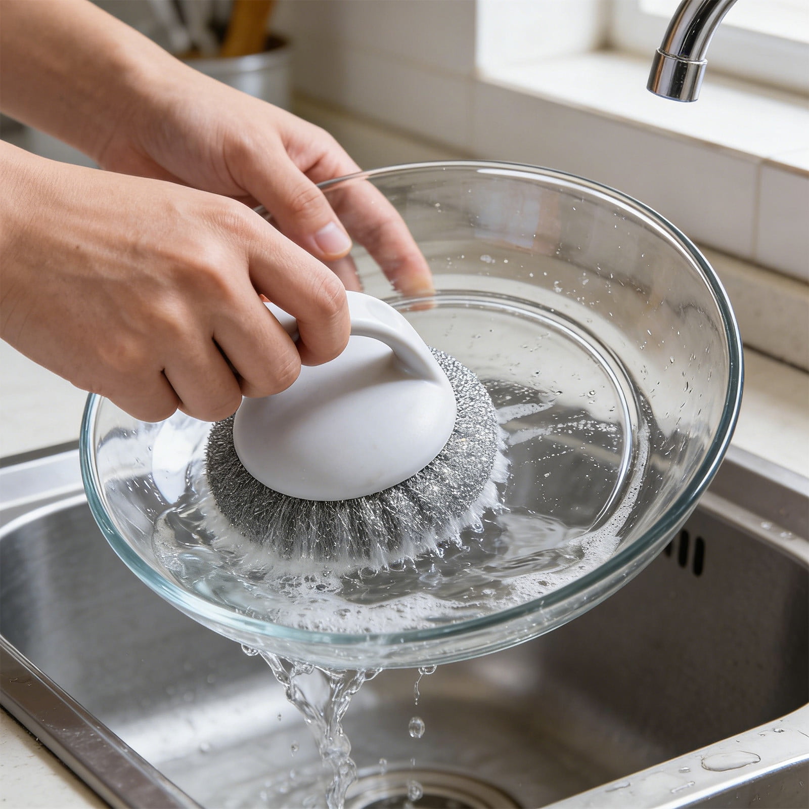 Ergonomic Kitchen Pot Brush with Detachable Head and Non-Slip Handle ...