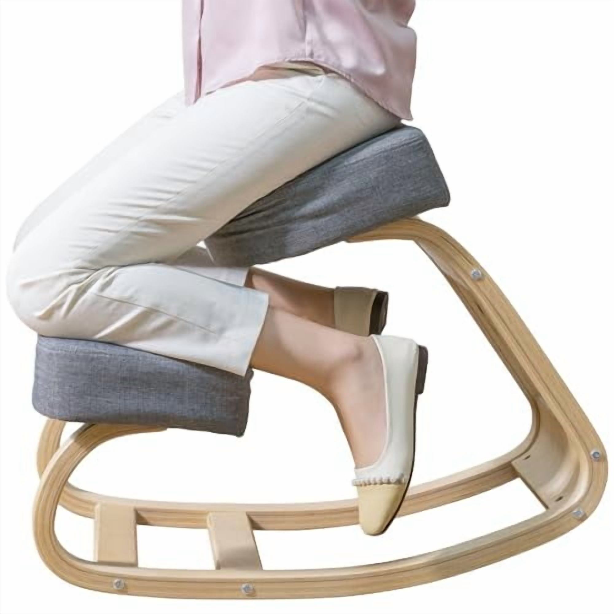 Ergonomic Kneeling Chair – Adjustable Wooden Frame with Cushioned Seat ...