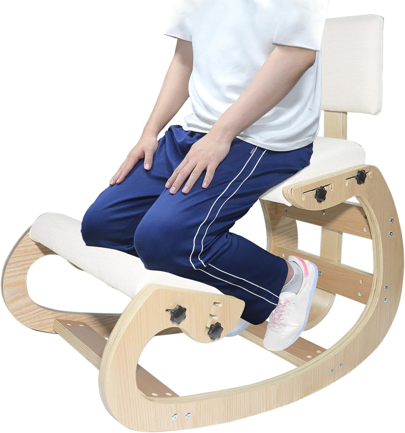 Ergonomic Kneeling Chair with Back Support, Adjustable Height Wooden ...